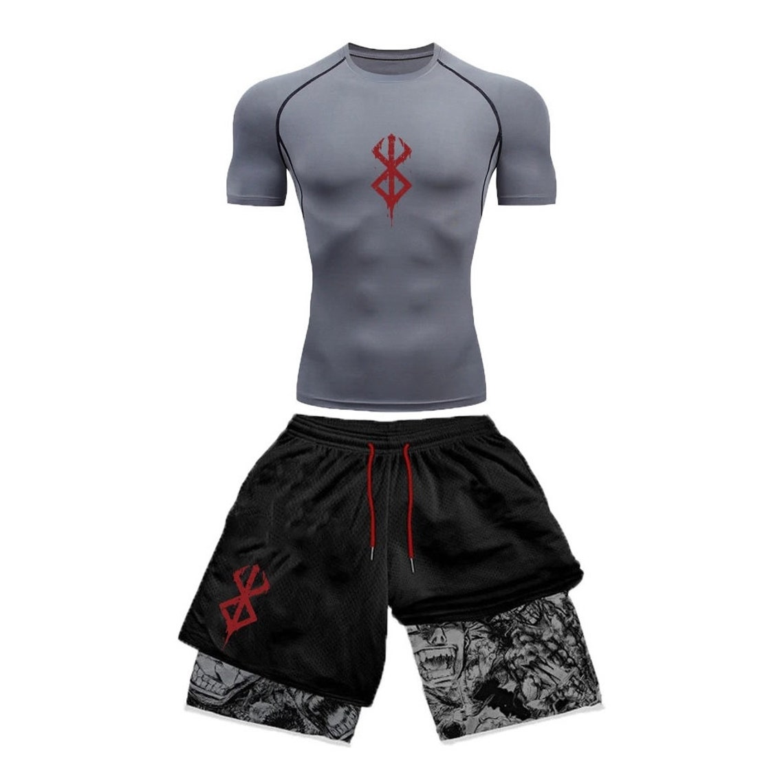 Guts Gym Compression Set Anime Inspired Design Shirt Gym Shirt Gym ...