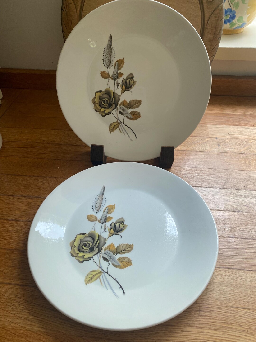 Pair of JG Meakin Studio Mid Century Dinner Plates With Mink Rose ...