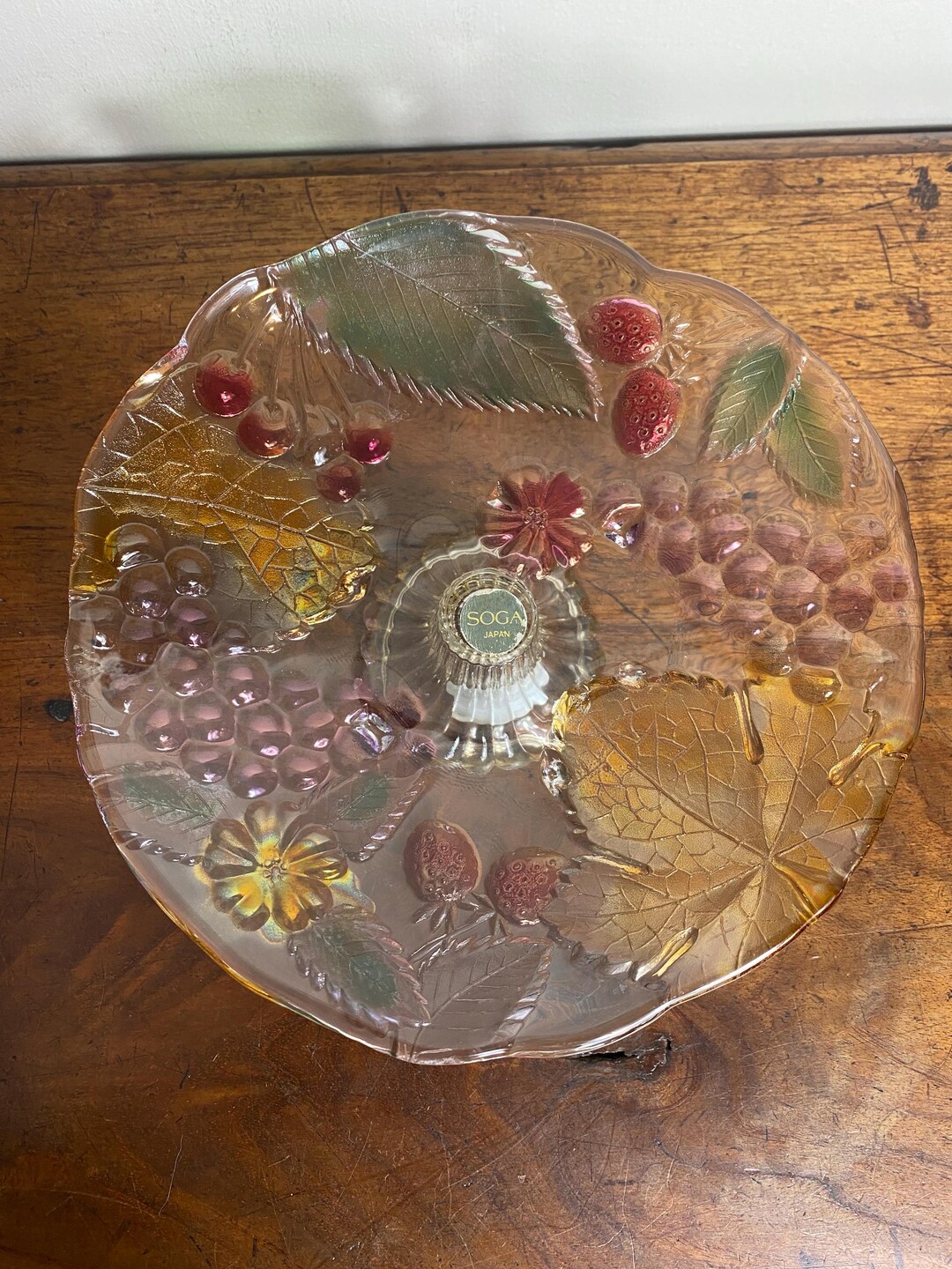 Vintage SOGA Japanese Coloured Glass Fruit Bowl, Decorative Glass ...