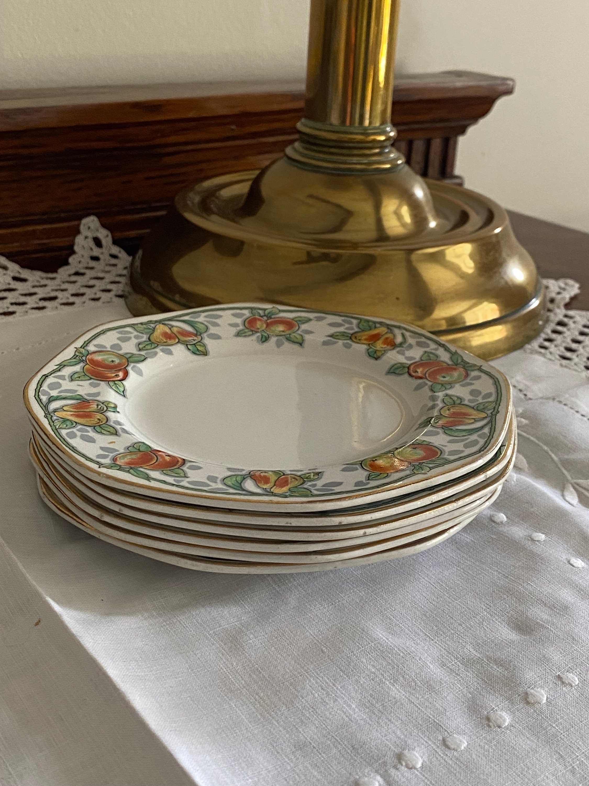 6 Art Deco Style Soho Solian Side Plates With Fruit Design/6 Art Deco ...