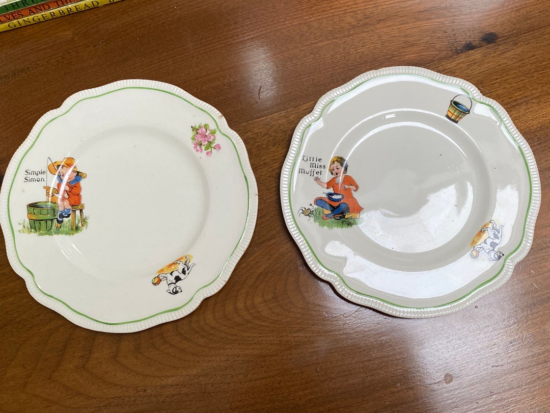 2 Vintage Nursery Rhyme Plates/pair of Vintage Childrens Plates - Etsy