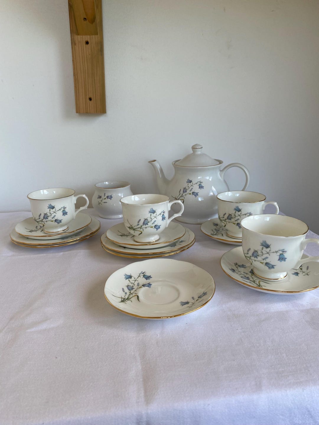 Vintage Sadler Wellington Tea Set/vintage White Tea Set With Blue ...
