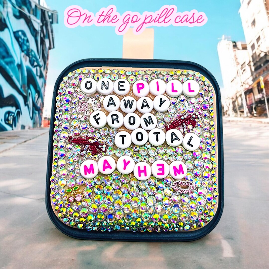 Bedazzled Pill Box: Personalized Rhinestone Travel Pill Case - Etsy