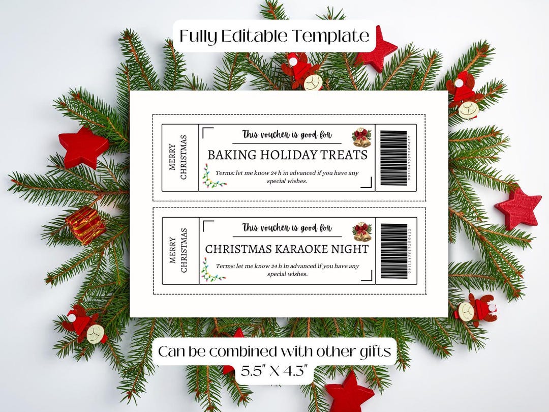 Holiday Gift Voucher Template, Printable Christmas Gift Certificate ...
