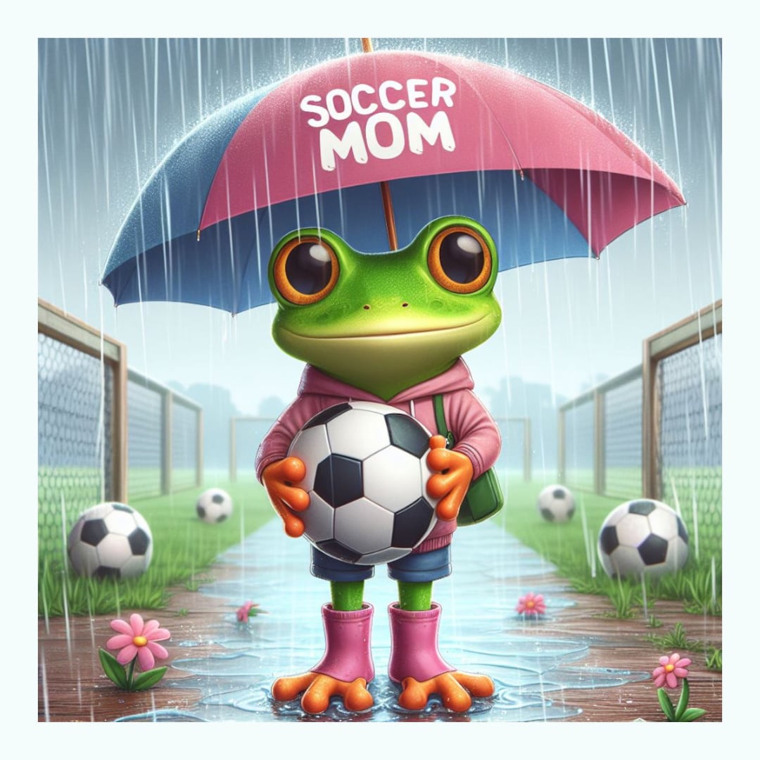 Soccer Mom, Frog, Cute Frog, Soccer Mom, Standing in the Rain - Etsy