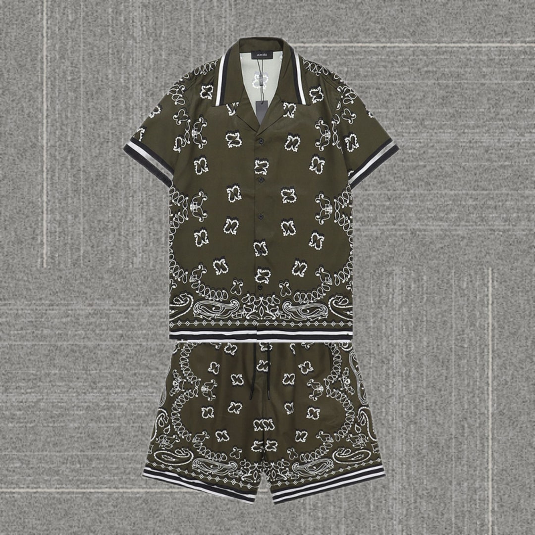 Amiri T-shirt Amiri Short Amiri Beach Shirt Sets Hawaiian Style Printed ...