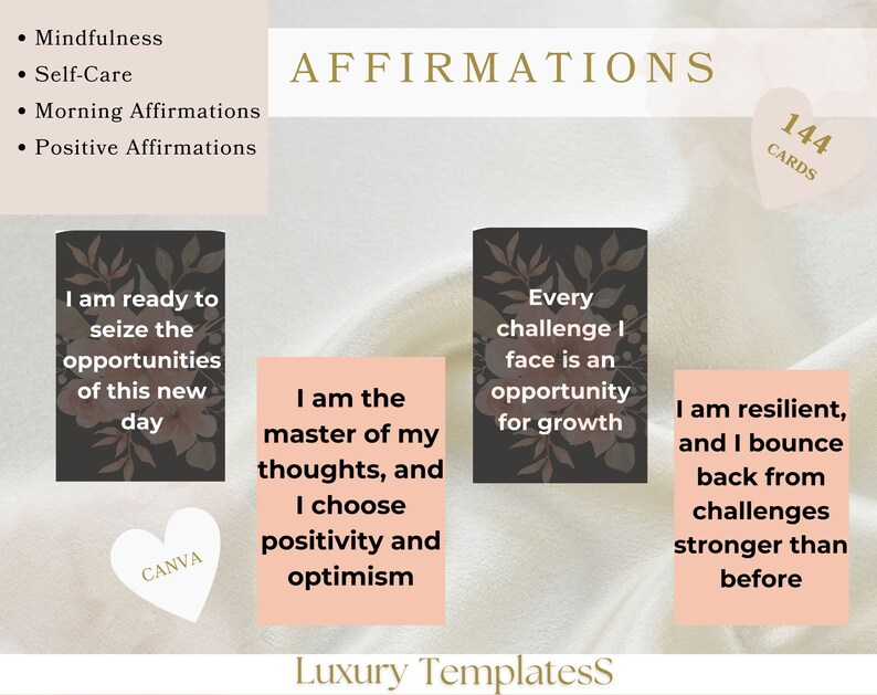 Mindfulness & Self-care Morning Mantras Positive Affirmations and ...