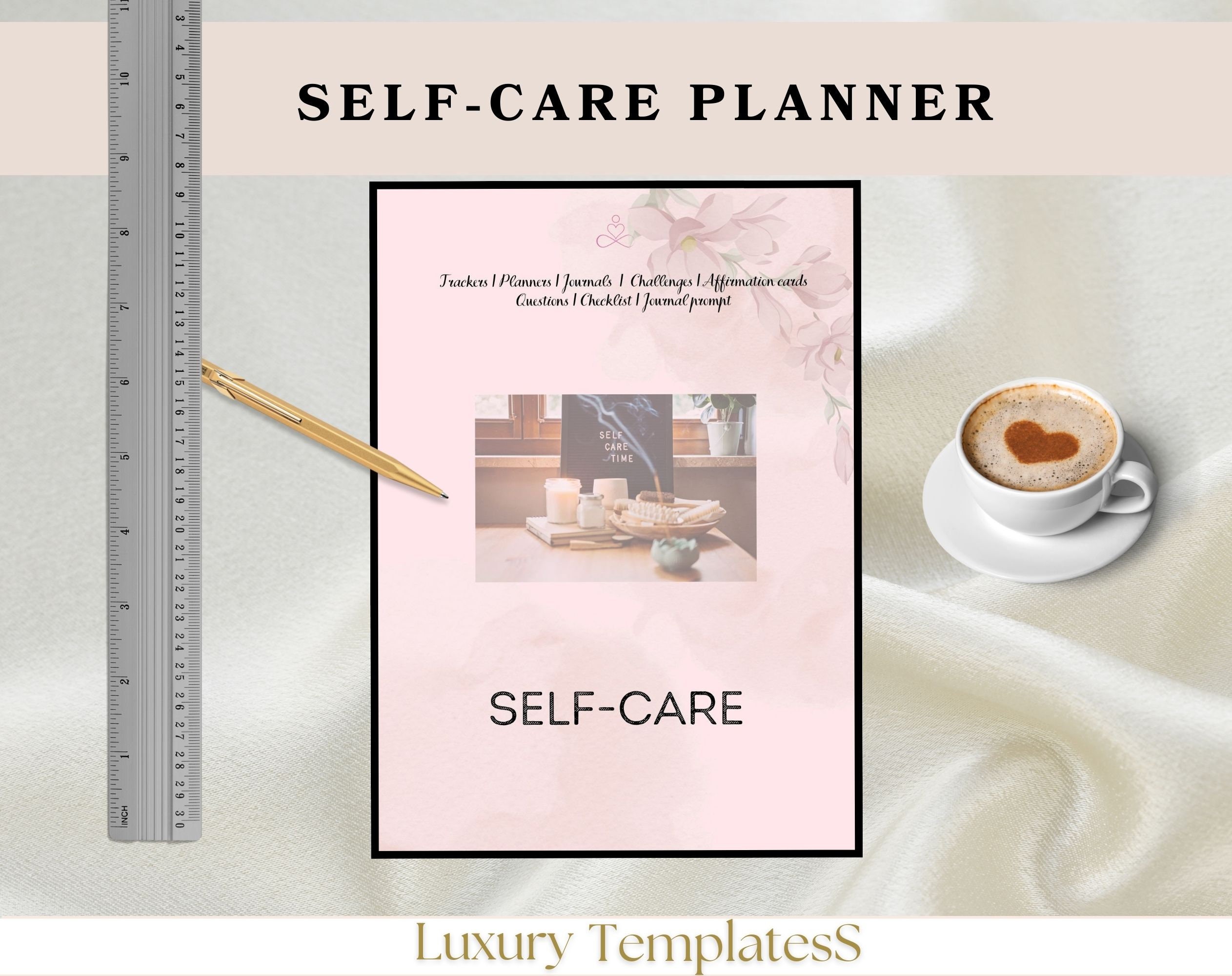 Editable Self-care Planner Pink | Canva Template PDF Printable ...