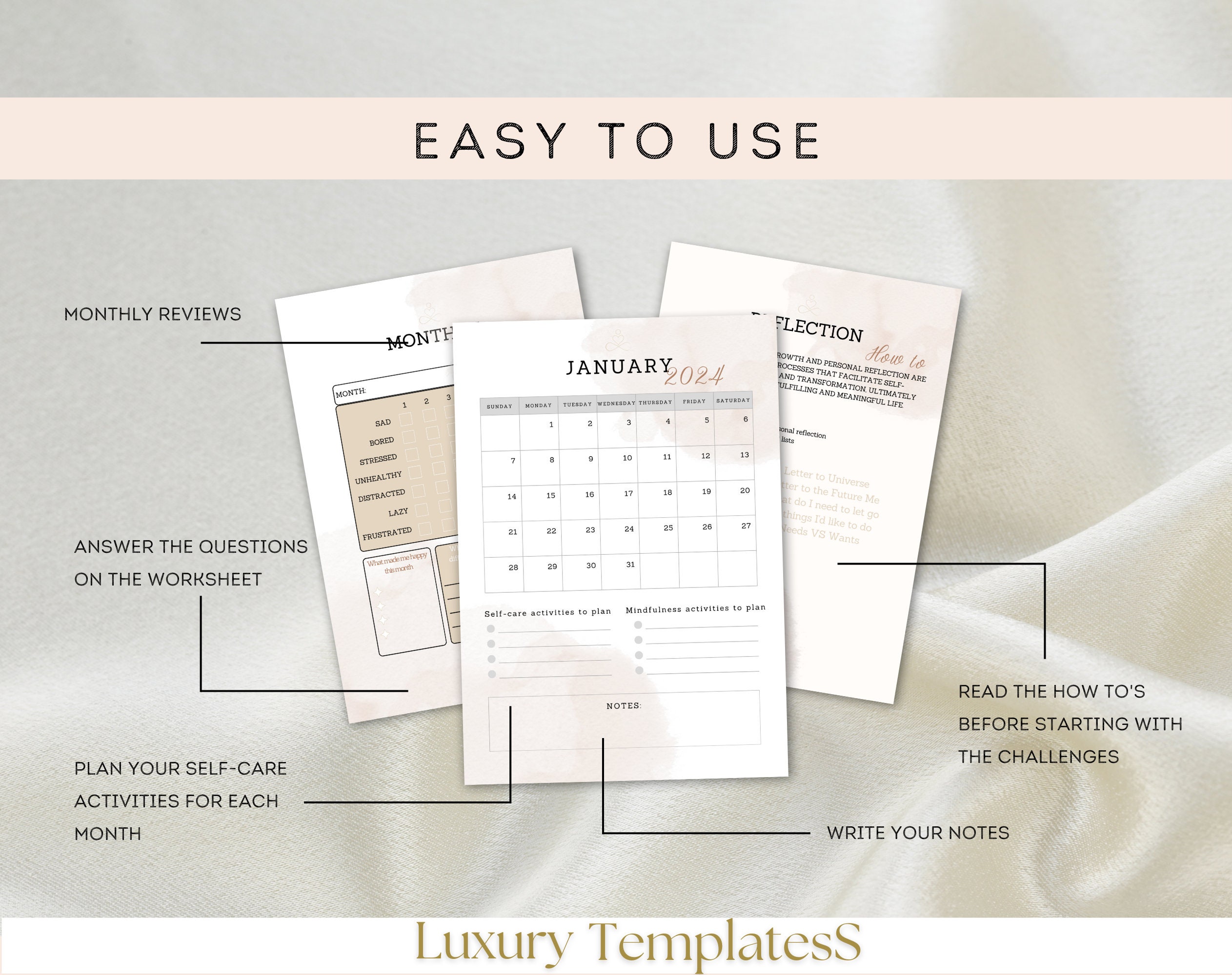 Editable Mindfulness & Self-care Planner | Personal Growth ...