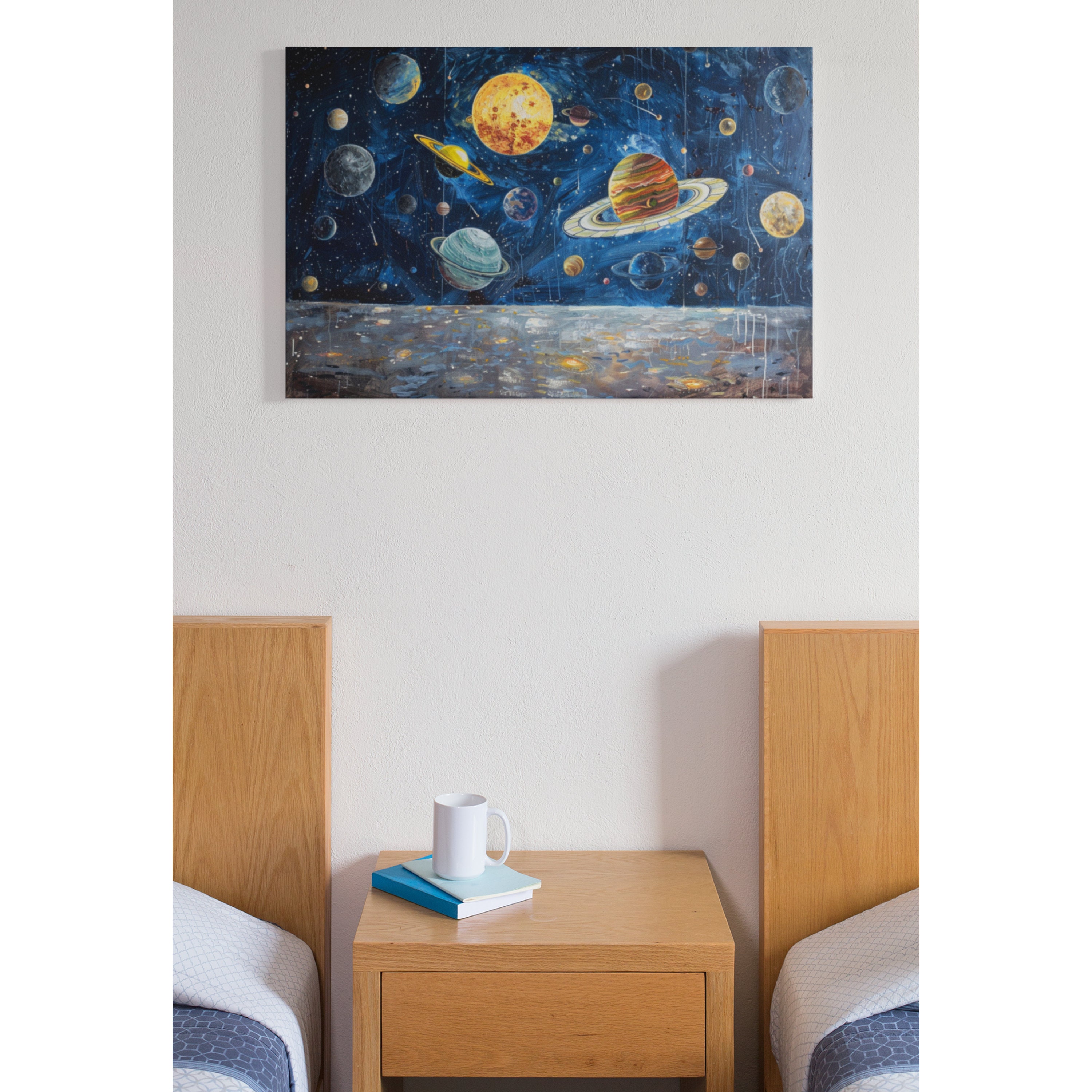 Solar System Painting: Gift Wall Art Decor With Planets, Stars, and ...