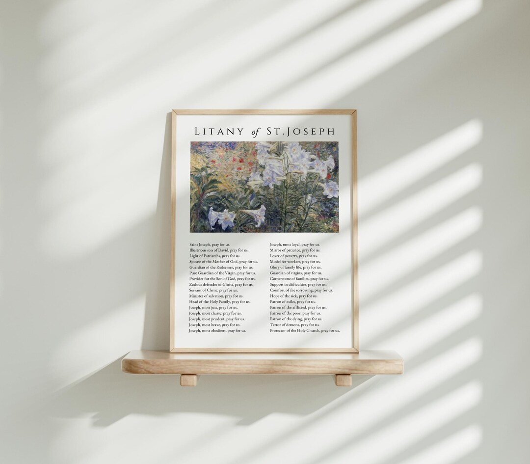 Litany of St Joseph Digital Art Home Decor Catholic Wall Art - Etsy