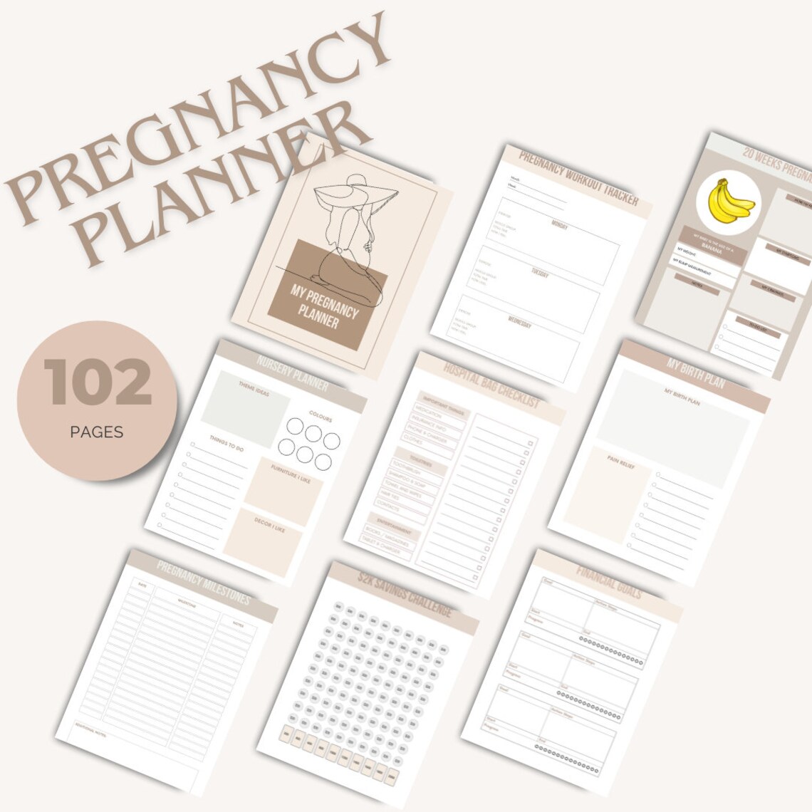 Digital Pregnancy Planner, Pregnancy Planner Printable, Printable ...