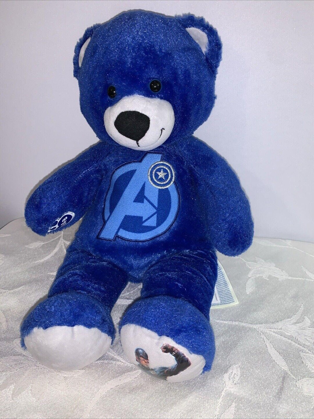 Build A Bear Marvel Captain America Plush Bear 17 Blue Avengers Stuffed ...