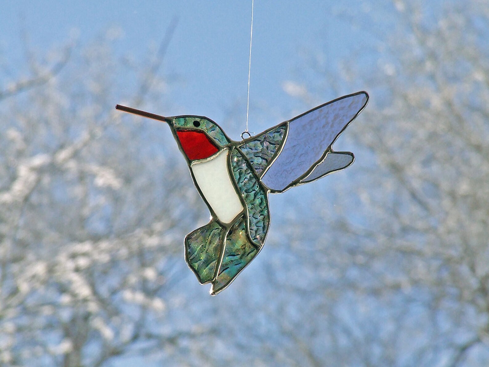 Ruby Throated Hummingbird Stained Glass Sun Catcher: Bird Decor - Etsy