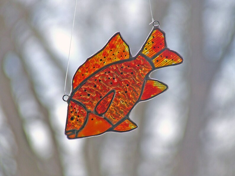 Stained Glass Garibaldi Fish Sun Catcher - California State Fish ...
