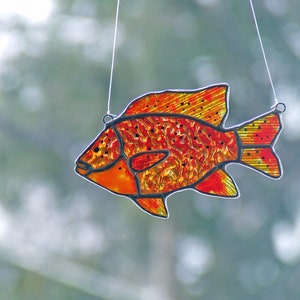 Stained Glass Garibaldi Fish Sun Catcher - California State Fish ...