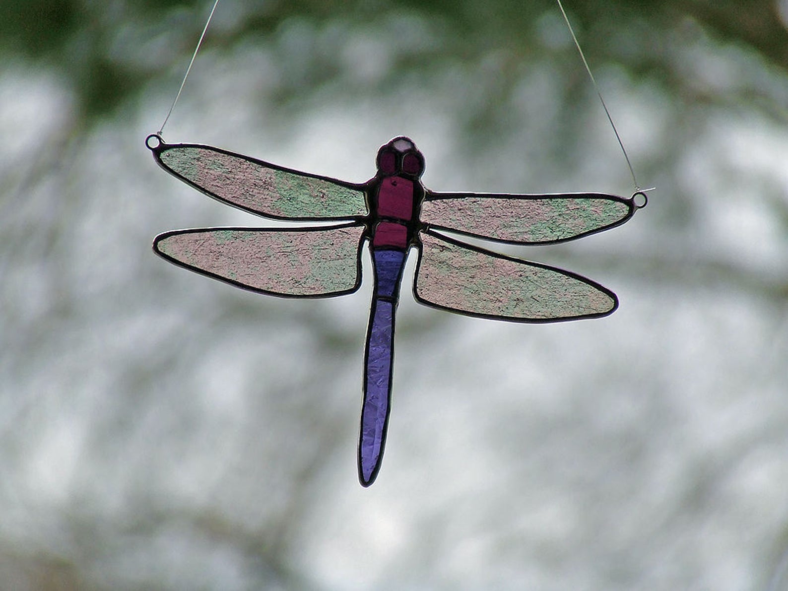 Stained Glass Purple Skimmer Sun Catcher Glass Libellula - Etsy
