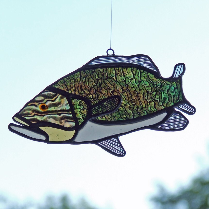 Stained Glass Smallmouth Bass Art Glass Fish Father's - Etsy