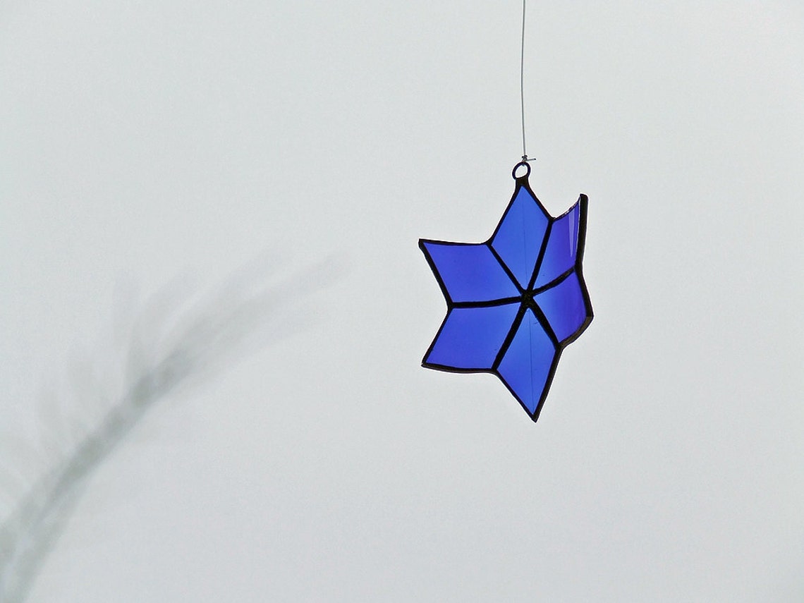 Cosmic Blue Star Recycled Blue Glass Star Gili's Whimsical Holiday Blue ...