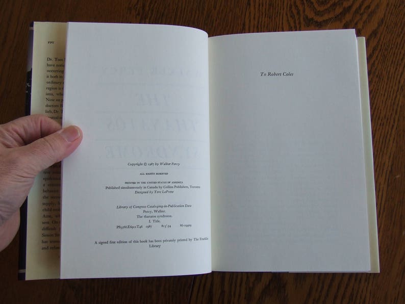 The Thanatos Syndrome by Walker Percy Farrar Straus Giroux - Etsy