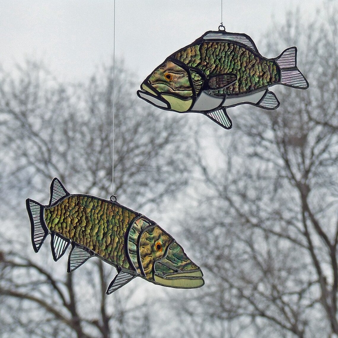 Stained Glass Smallmouth Bass Art Glass Fish Father's - Etsy