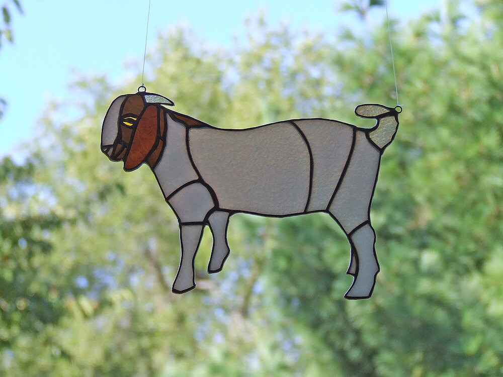 Stained Glass Goat, Unique Home Decor, Boer Goat Trend Rural Farm Gift ...
