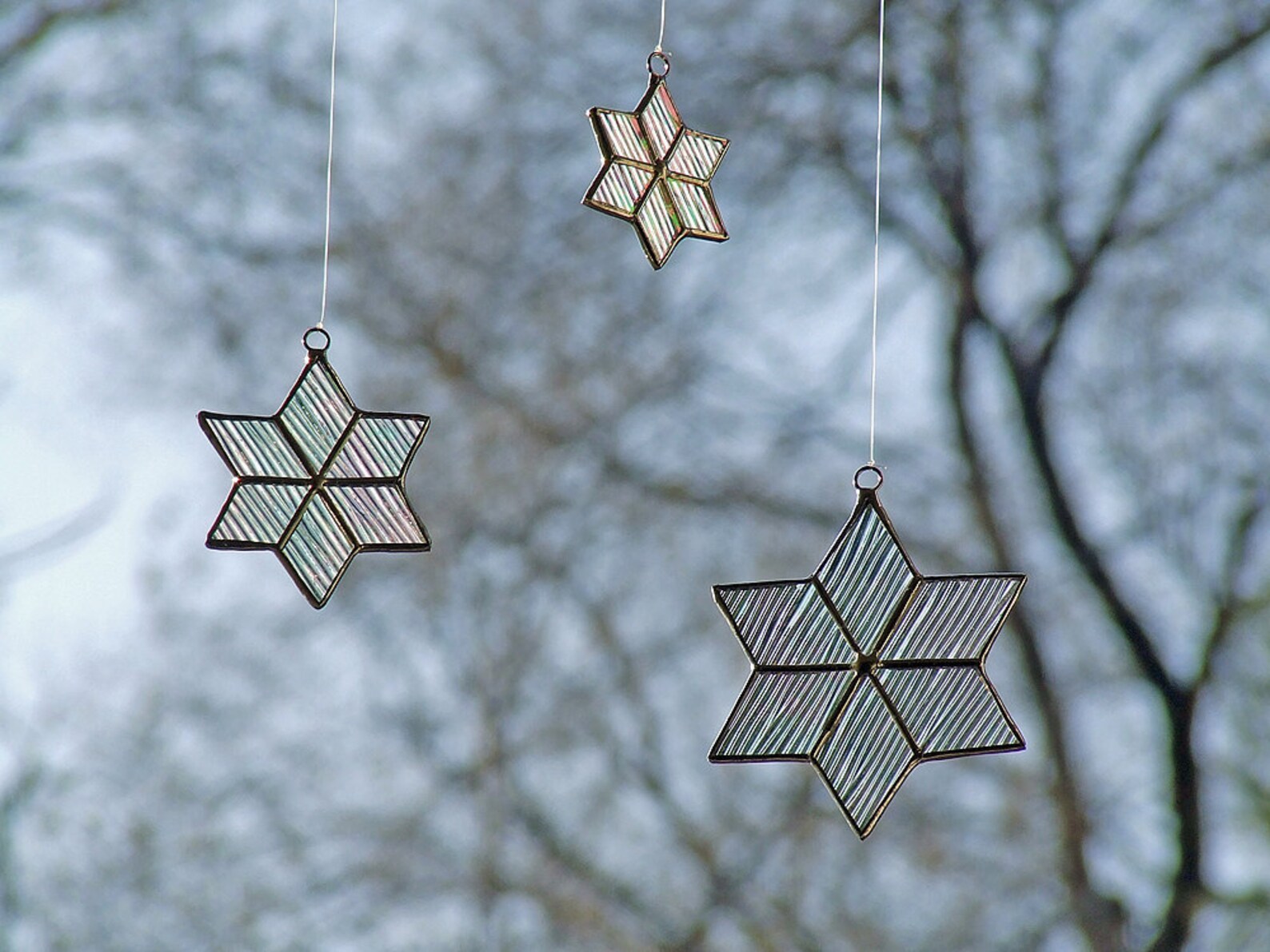 Stained Glass Stars From Iridescent Cord Glass Unique Home | Etsy