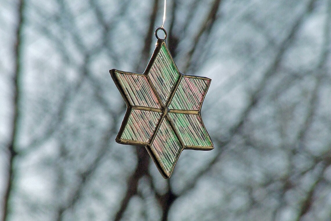 Simple Glass Star Stained Glass Star From Iridescent Cord - Etsy