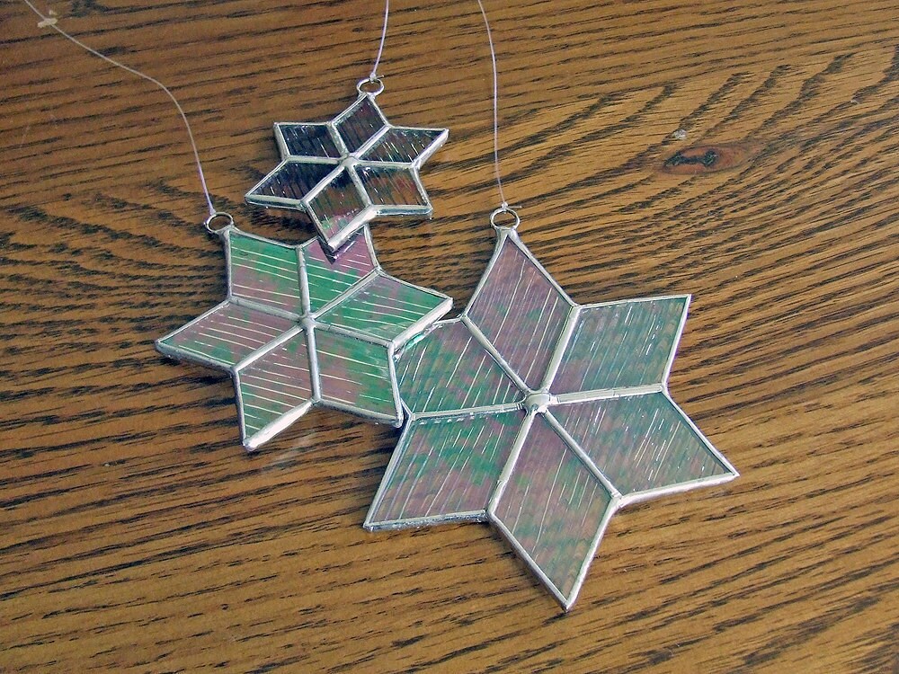Simple Glass Star Stained Glass Star From Iridescent Cord - Etsy