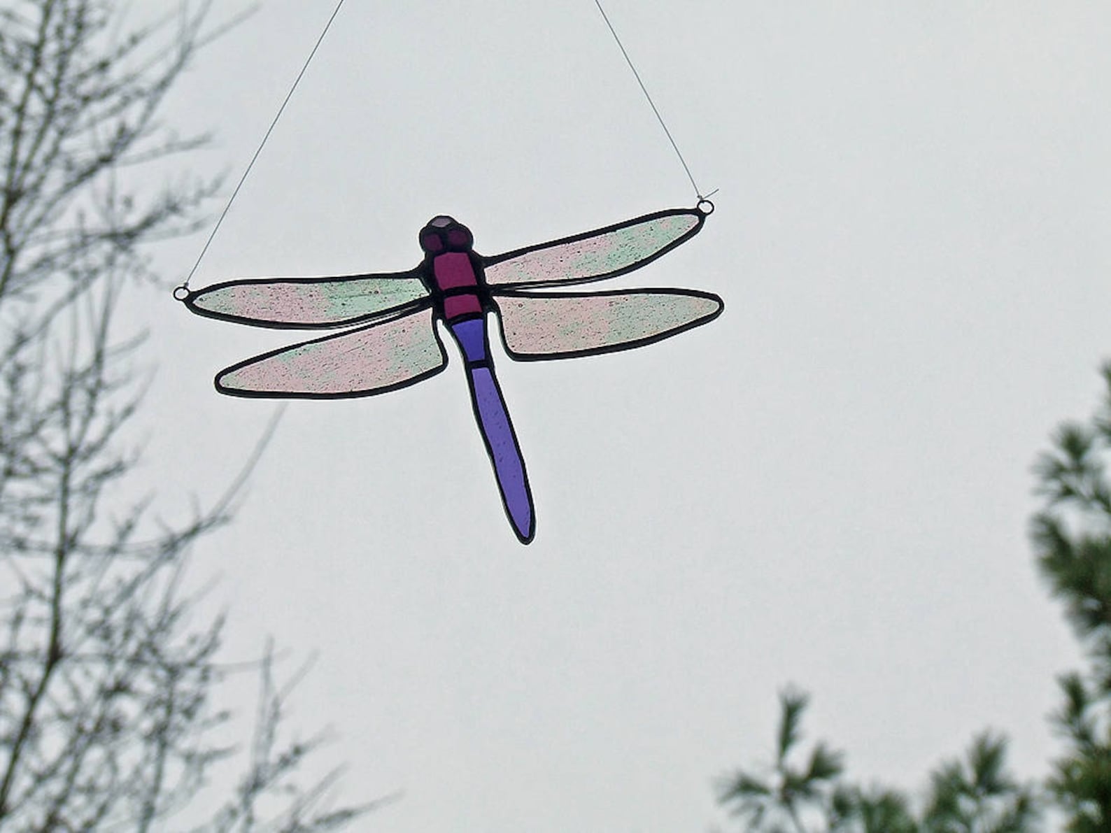 Stained Glass Purple Skimmer Sun Catcher Glass Libellula - Etsy