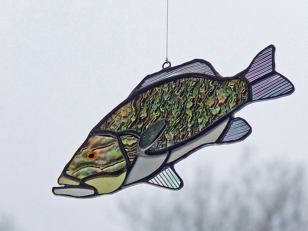 Stained Glass Smallmouth Bass Art Glass Fish Father's - Etsy