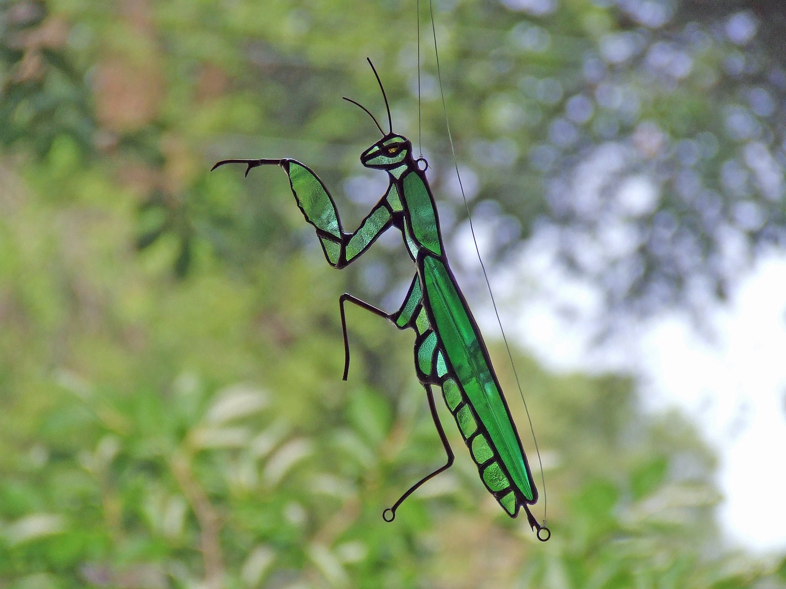 Recycled Glass Sun Catcher Praying Mantis Repurposed Beer Bottle Glass ...