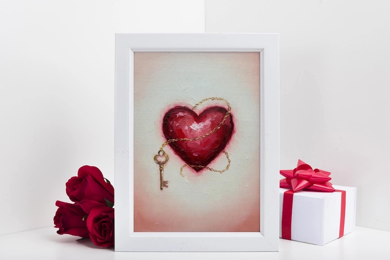 Will You Be My Valentine Print, Red Heart Printable, Key to the Heart ...