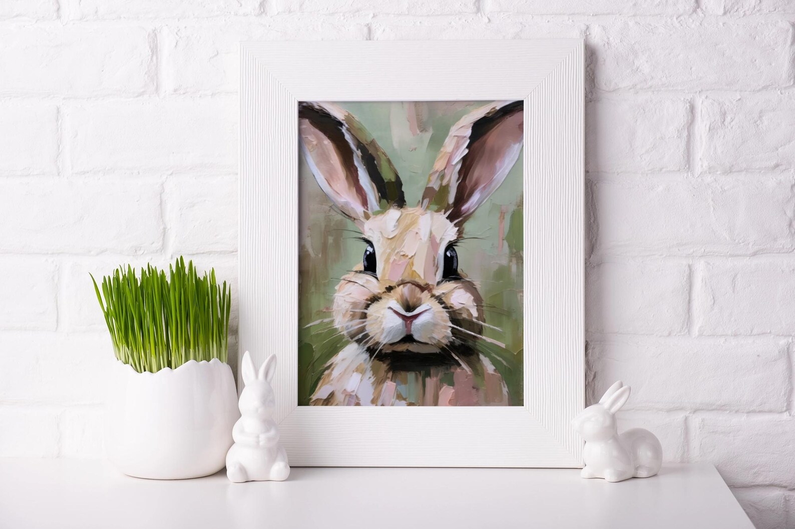 Easter Bunny Portrait, Easter Bunny Print, Oil Painting Rabbit Print ...