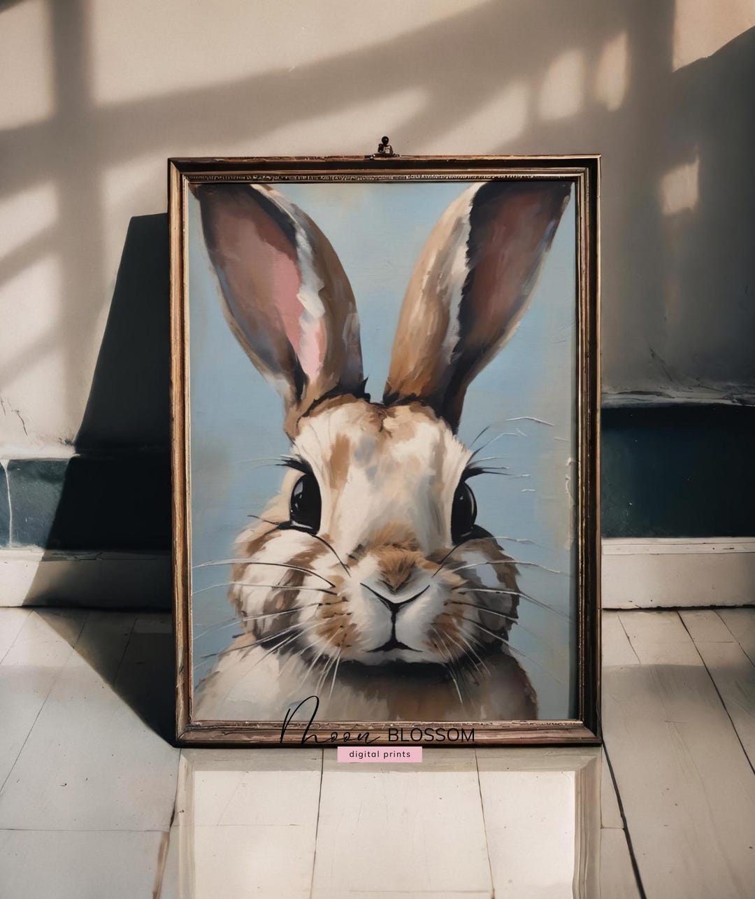 Easter Bunny Portrait, Easter Bunny Print, Oil Painting Rabbit Print ...