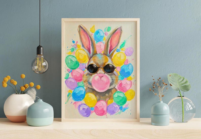 Easter Bunny Portrait Print: Light Academia Wall Art, Funny Easter ...