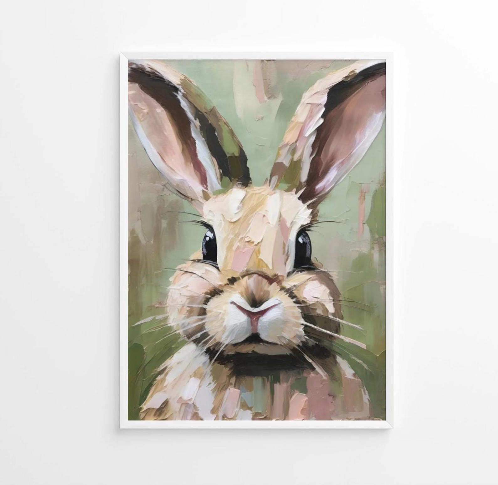 Easter Bunny Portrait, Easter Bunny Print, Oil Painting Rabbit Print ...