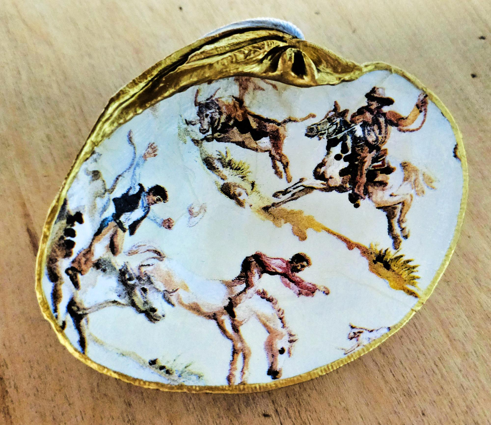 Decoupage Seashell Dish: Western Decor Trinket Jewelry Dish - Etsy