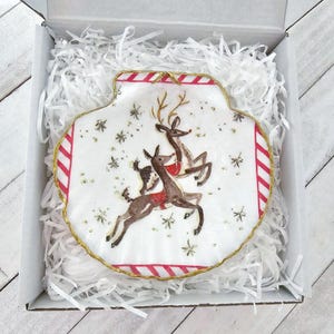Decoupage Seashell Ring Dish: Santa's Reindeer Christmas Decor - Etsy