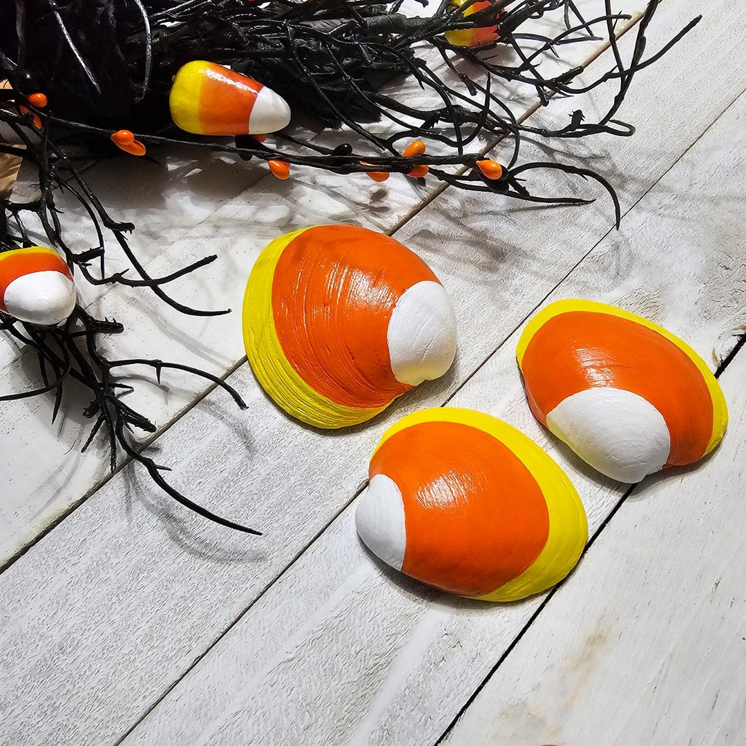 Hand-painted Clam Shell Candy Corn Art: Halloween and Thanksgiving ...