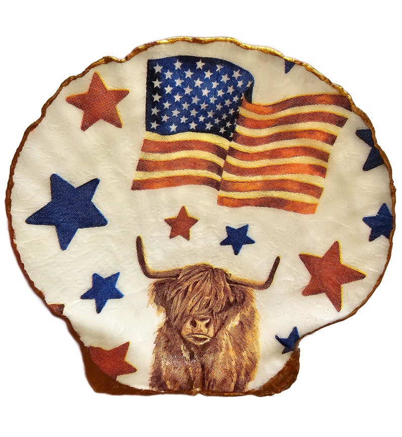 Decoupage Shell, Highland Cow, Birthday Gifts, Seashell Dish, Trinket ...