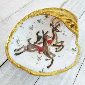 Decoupage Seashell Ring Dish: Santa's Reindeer Christmas Decor - Etsy