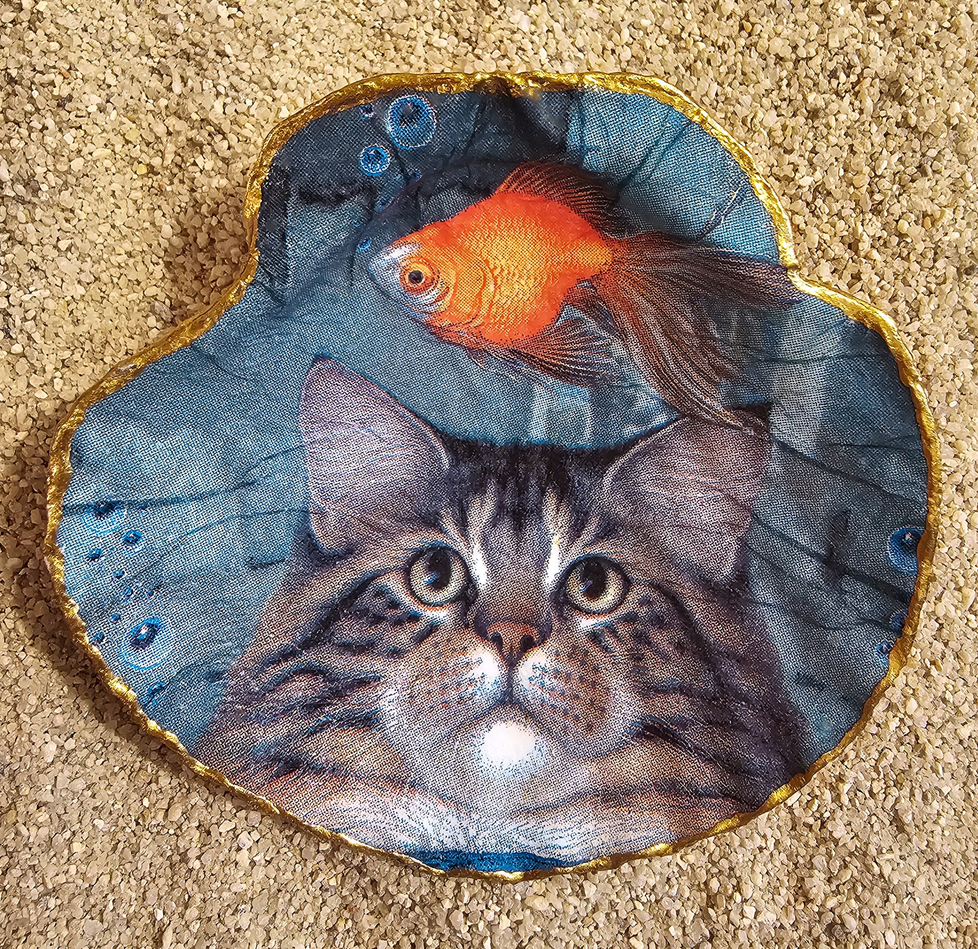 Decoupage Shells, Cat, Kittens, Pets, Nature, Birthday Gifts, Coastal ...