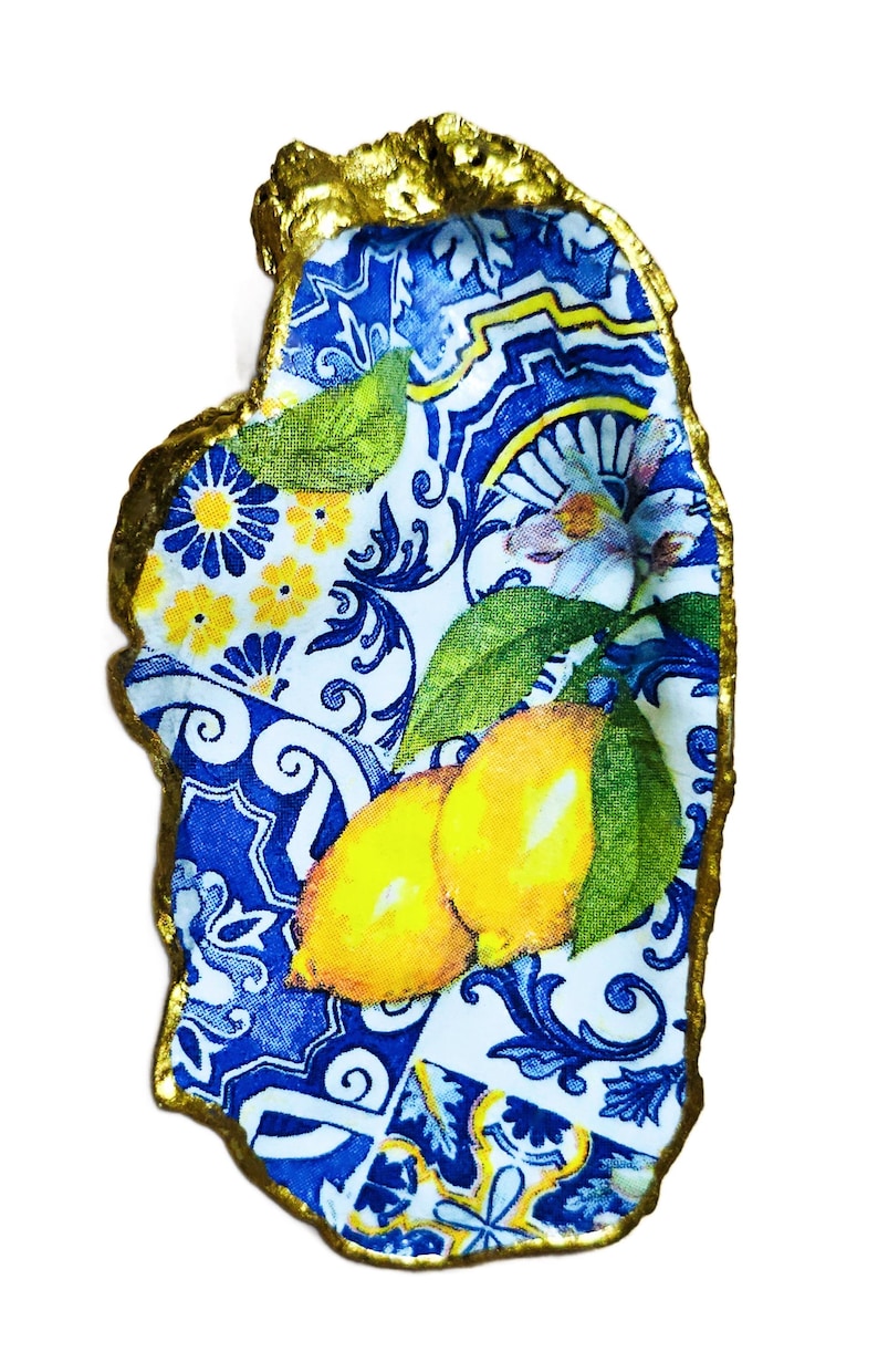 Amalfi Coast Decoupage Shell Trinket Dish: Italian Coastal Decor - Etsy