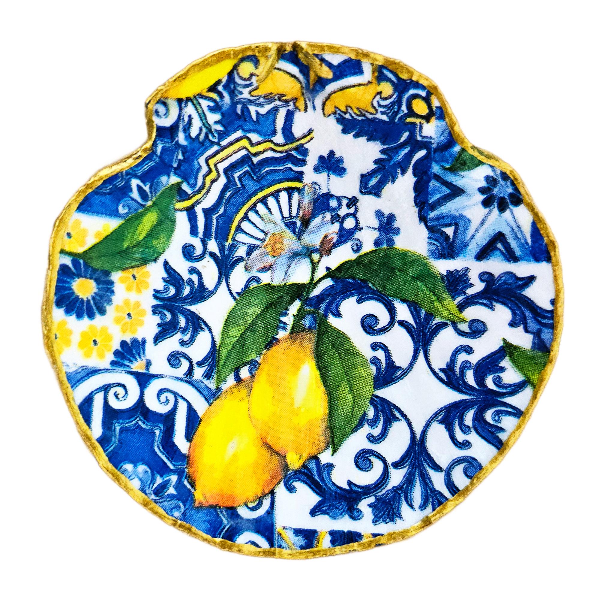 Amalfi Coast Decoupage Shell Trinket Dish: Italian Coastal Decor - Etsy