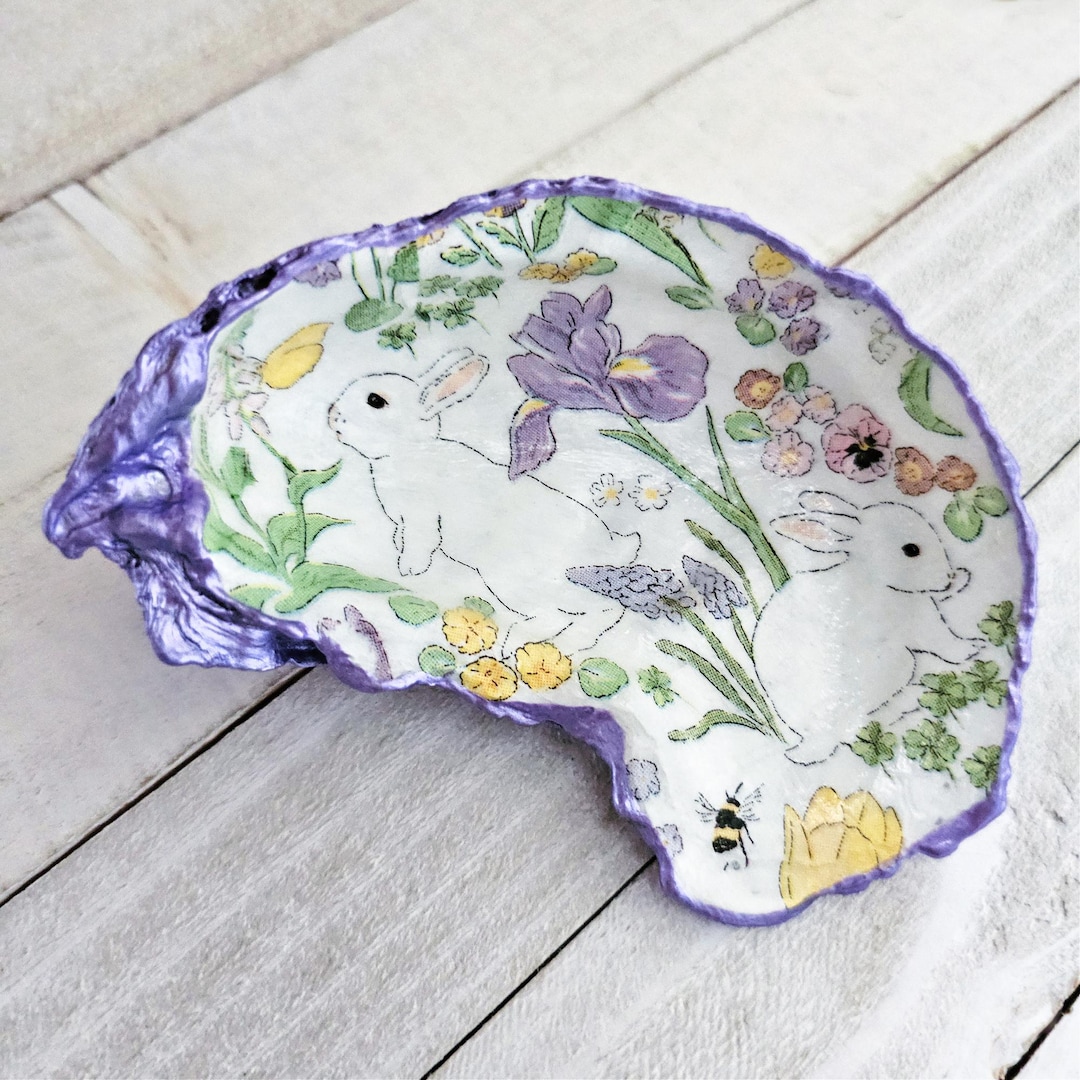 Decoupage Seashell Trinket Dish: Spring Garden Easter Decor - Etsy