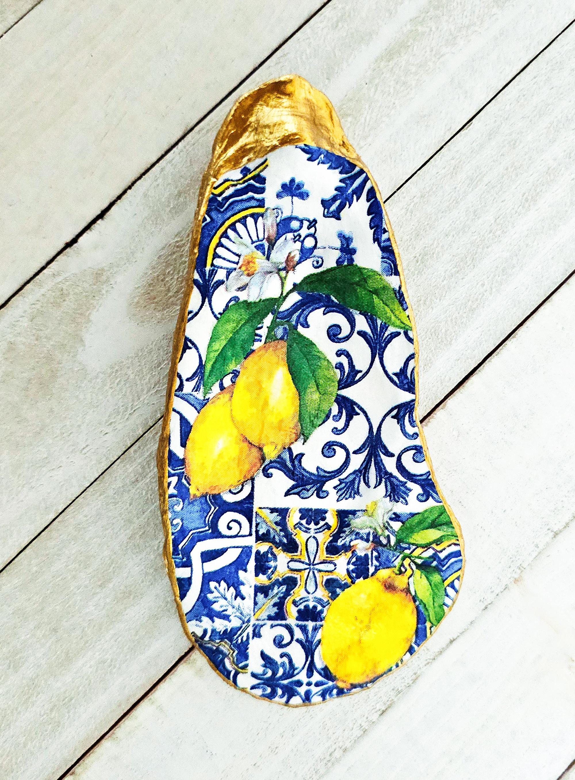 Amalfi Coast Decoupage Shell Trinket Dish: Italian Coastal Decor - Etsy