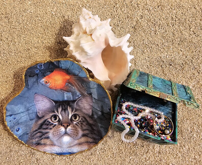 Decoupage Shells, Cat, Kittens, Pets, Nature, Birthday Gifts, Coastal ...