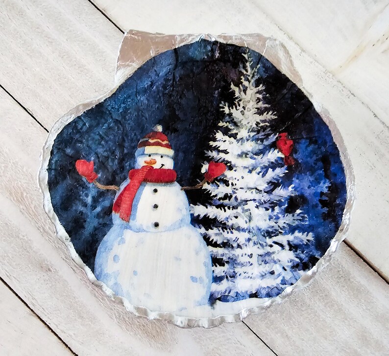 Snowman, Christmas Tree, Christmas Decor, Holidays, Seashell Dish ...