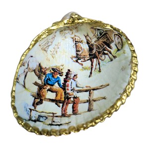 Decoupage Seashell Dish: Western Decor Trinket Jewelry Dish - Etsy